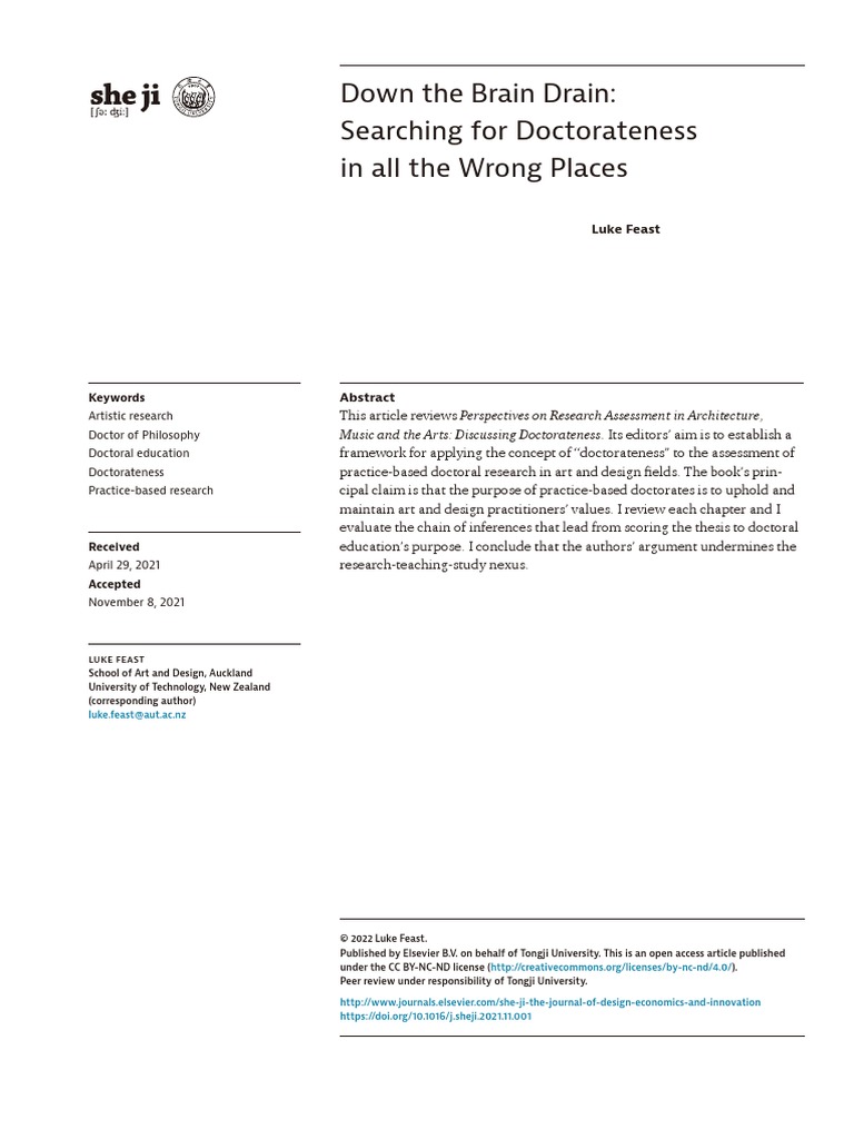 Down The Brain Drain Searching For Doct - 2022 - She Ji The Journal of ...