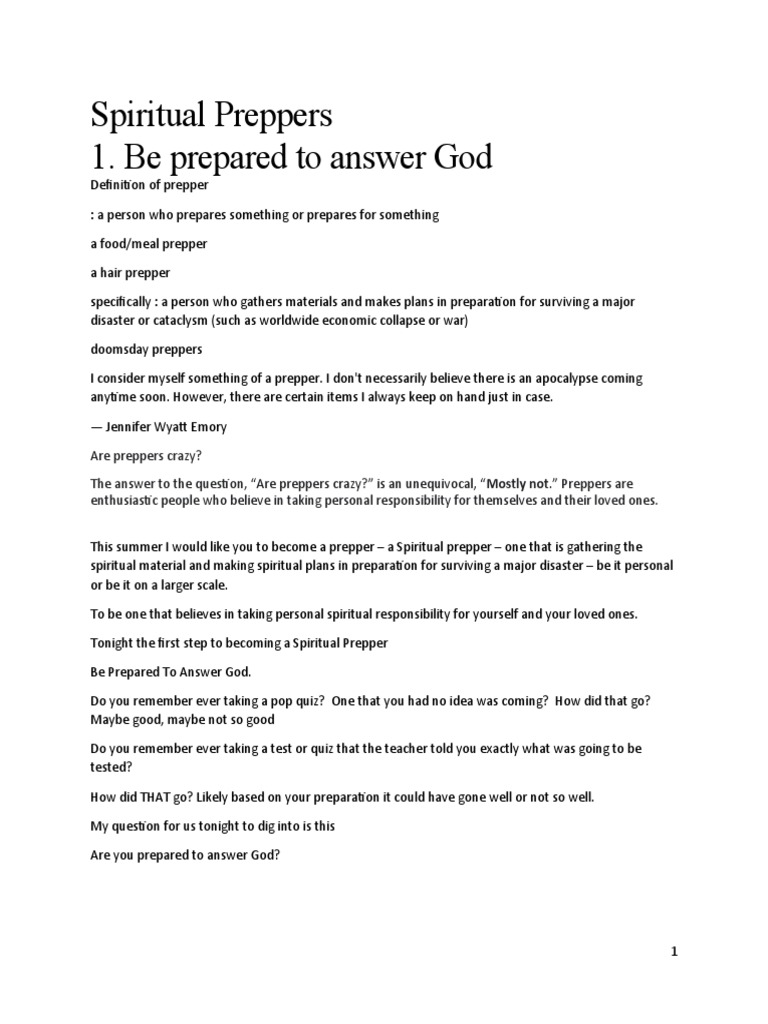 Prepared To Answer God | PDF | Jesus | Survivalism