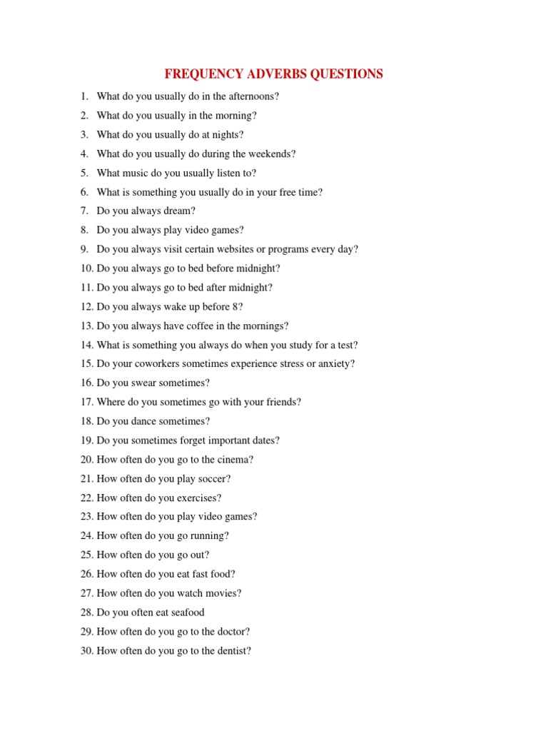 A Survey of Frequency Adverb Usage: Questions about Habitual ...