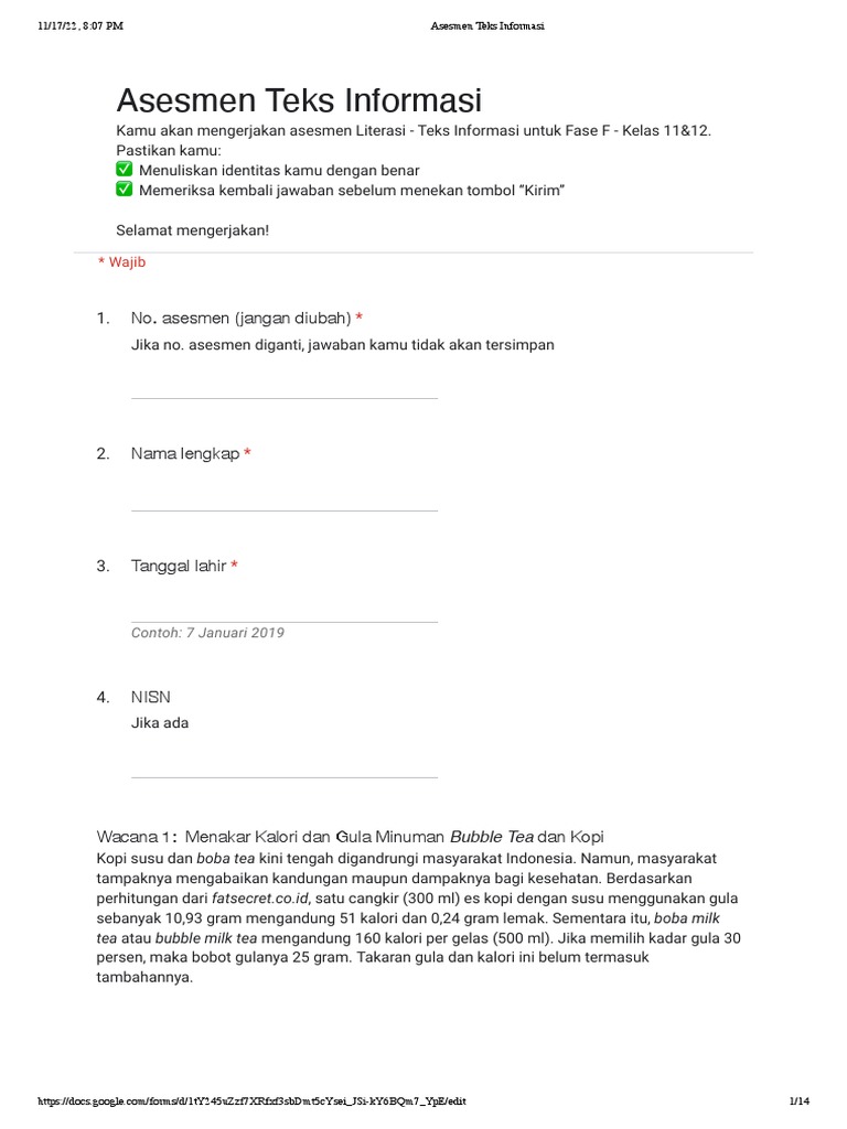 Literasi-Fase F (Kelas 11 - 12) - Teks Informasi (Paket 2) - SOAL | PDF