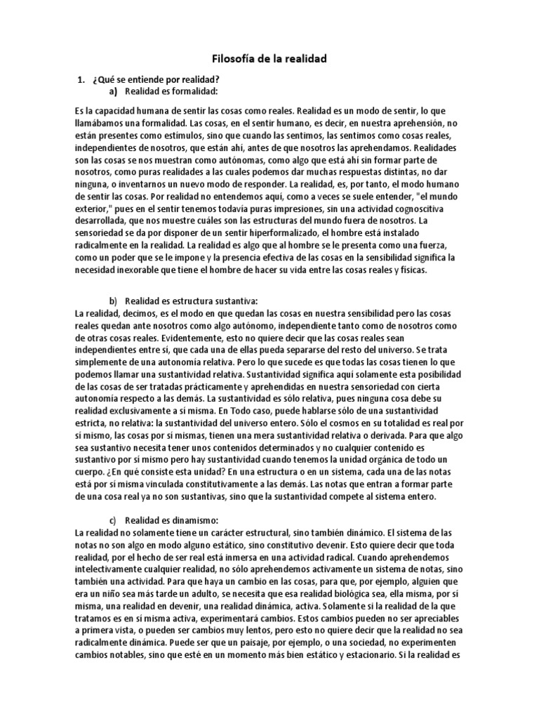 Filosofía de La Realidad | PDF | Realidad | Movimientos filosóficos