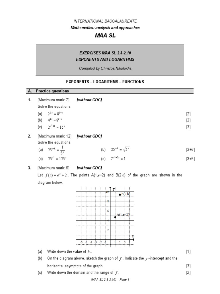 MAA SL 2.8-2.10 EXPONENTS AND LOGARITHMS (Concise) | PDF | Logarithm ...