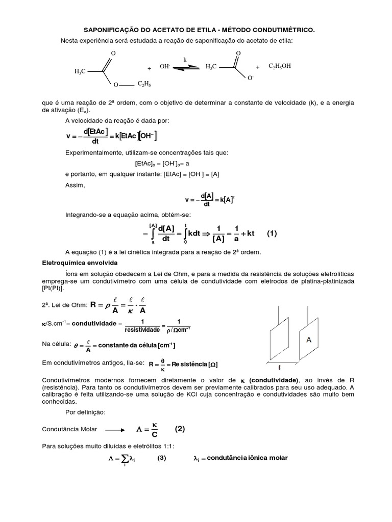 Saponificação Do Acetato de Etila | PDF | Cinética Química | Eletroquímica