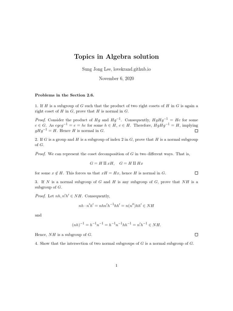 Topics in Algebra Solution: Sung Jong Lee, Lovekrand - Github.io ...