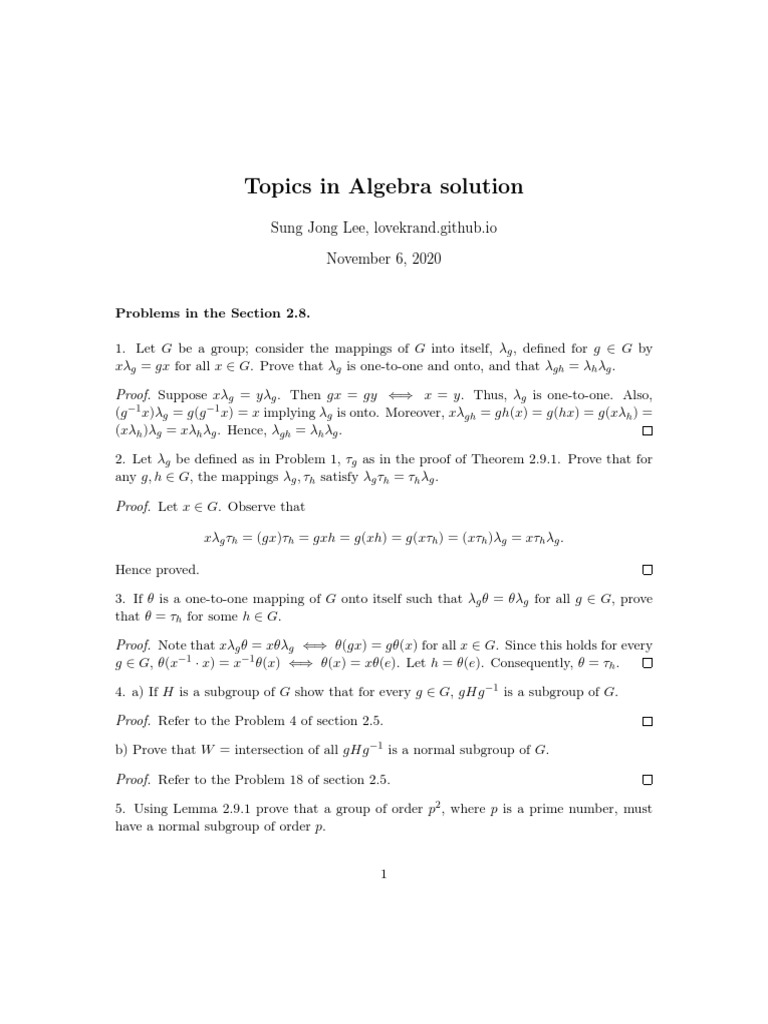 Topics in Algebra Solution: Sung Jong Lee, Lovekrand - Github.io ...