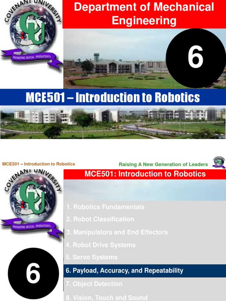 MCE501 Lecture 6 Introduction To Robotics Payliad Accuracy and Repeatability | PDF | Image ...