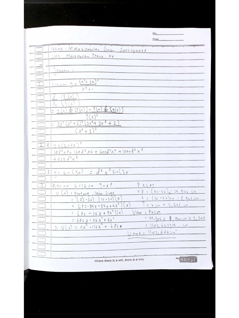 UAS Matek 2022250027 M.ma'Rifatullah Goiba | PDF