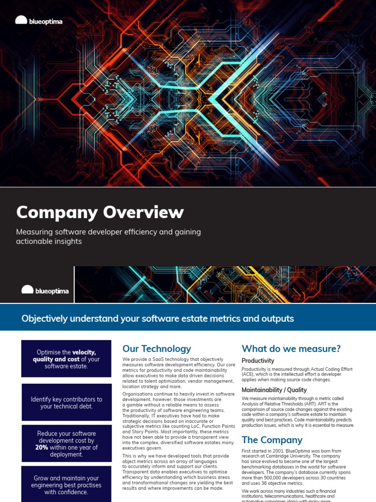 Brochure - BlueOptima Company Overview | PDF | Benchmarking | Software