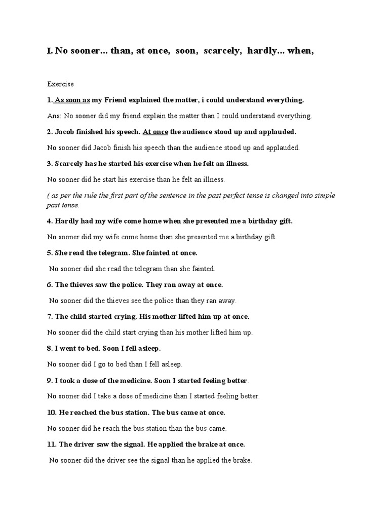 No Sooner .... Than | PDF | Linguistics