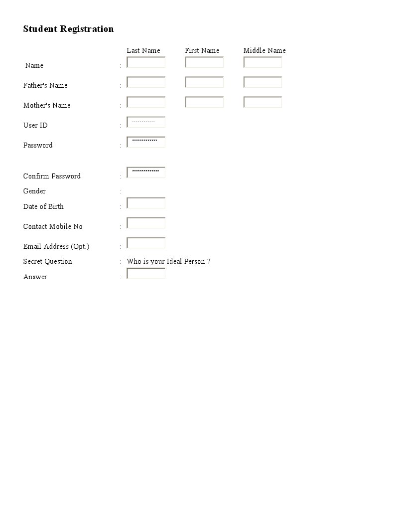 Student Registration Form Template | PDF