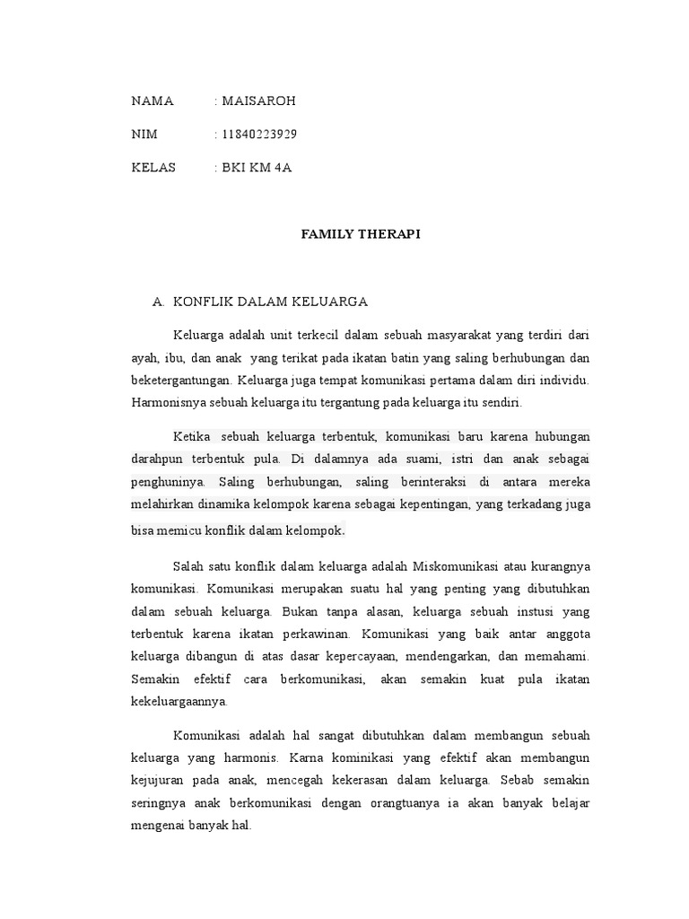 Konflik Keluarga: Solusi Terapi | PDF
