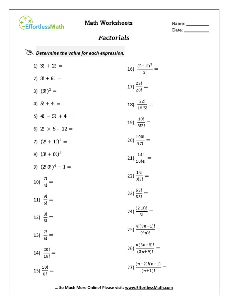 Factorials Pdf