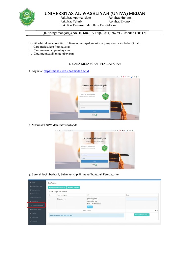 Cara Melakukan Pembayaran Di Univa | PDF