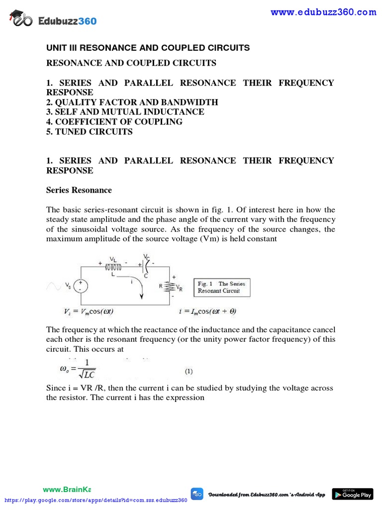 Circuit Analysis: Resonance & Inductance | PDF | Inductor | Inductance