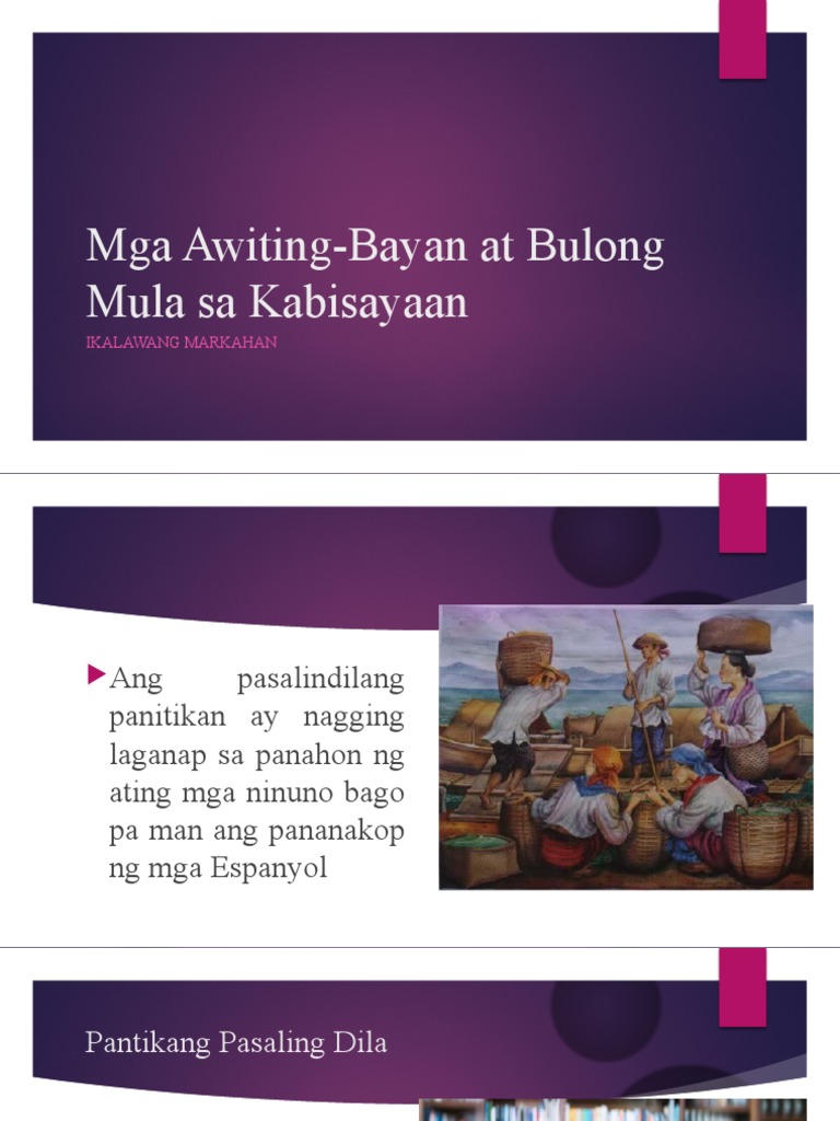 Aralin #1 Mga Awiting-Bayan at Bulong Mula Sa Kabisayaan | PDF