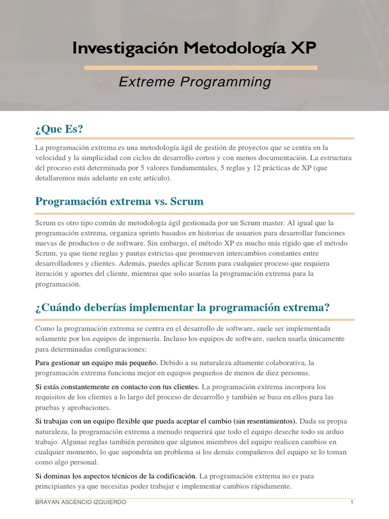 Metodología XP en Desarrollo de Software | PDF | Scrum (desarrollo de ...
