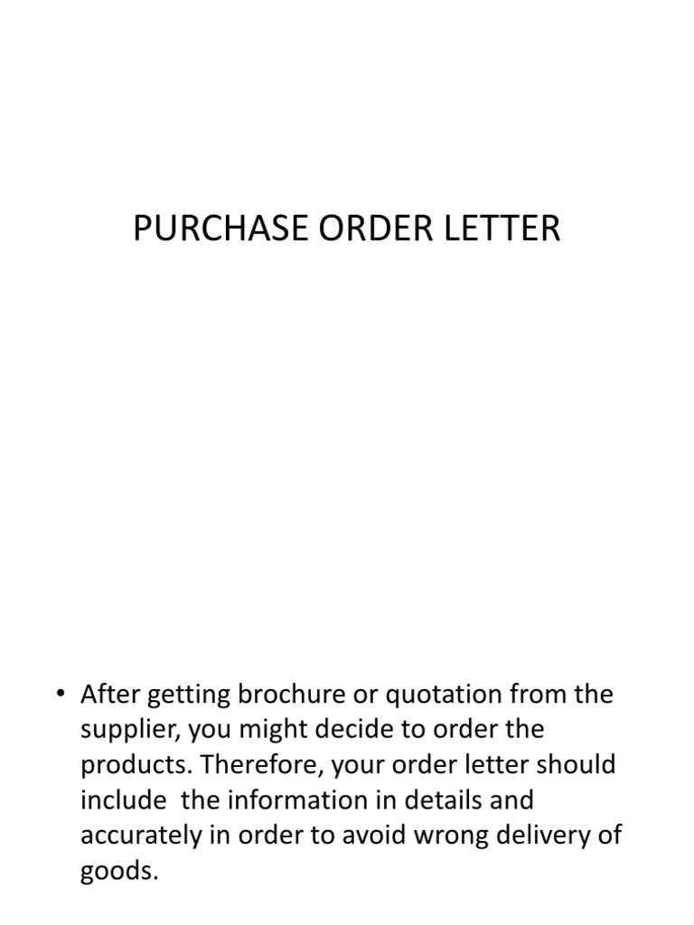 Purchase Order Letter Guide | PDF | Discounts And Allowances | Letter ...