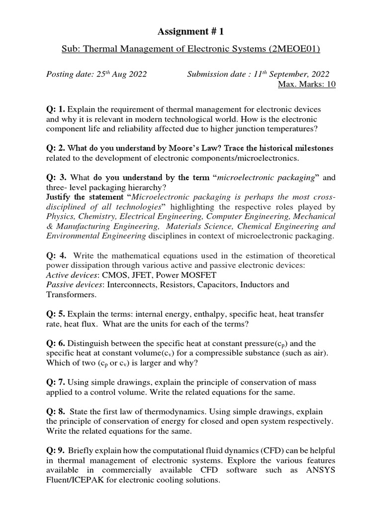 Assignment 1 | PDF | Electronics | Heat