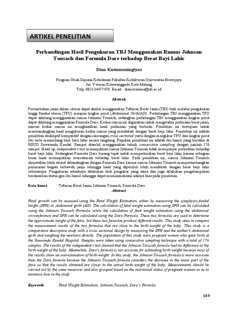 Perbandingan Rumus TBJ: Johnson vs Dare | PDF