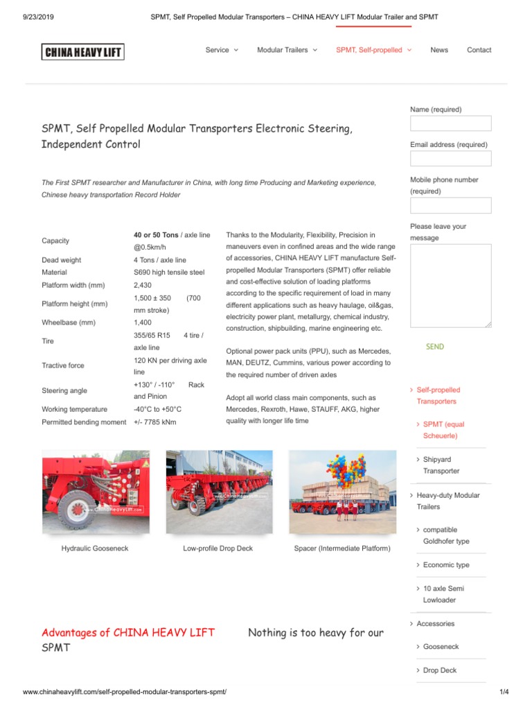 SPMT, Self Propelled Modular Transporters - CHINA HEAVY LIFT Modular ...