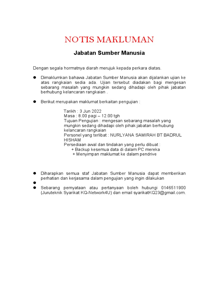 Notis Makluman | PDF