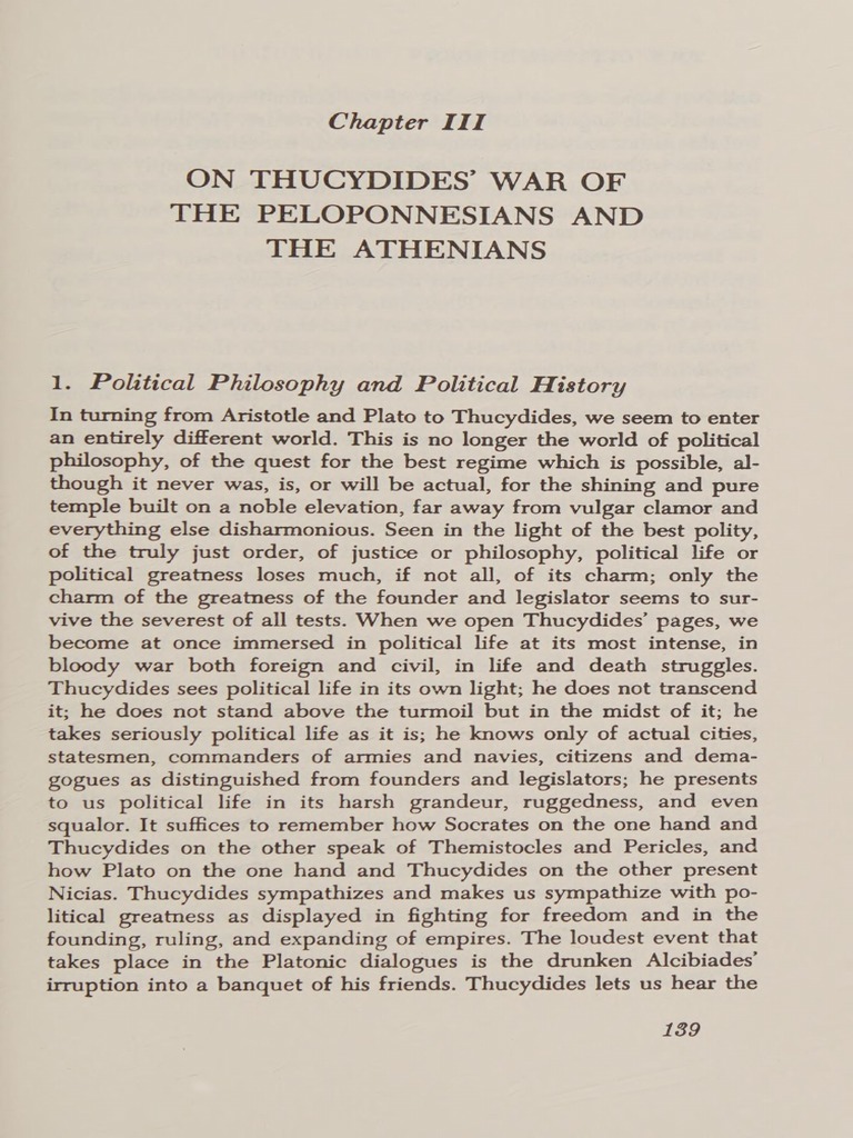 Leo Strauss - ''On Thucydides War'' (1961) | PDF