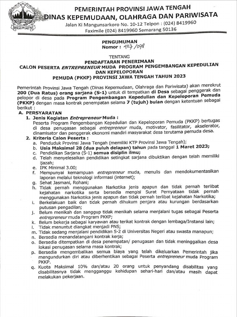 Pendaftaran Penerimaan PKKP 2023 | PDF