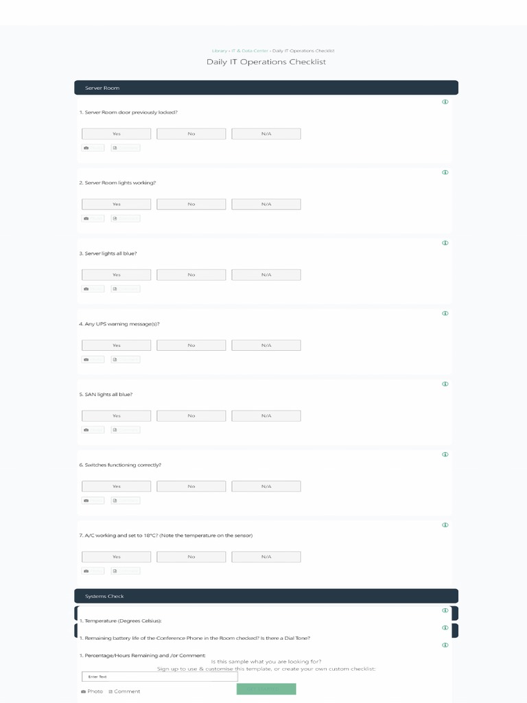 GoAudits - Daily It Operations Checklist (Sample) | PDF