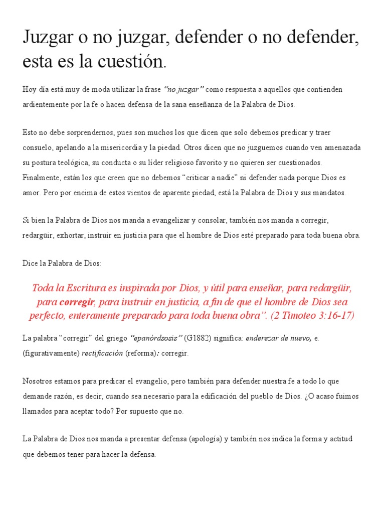 Jusgar o No Jusgar | PDF | Biblia | Dios