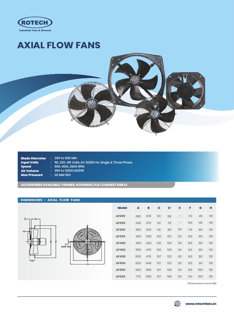 Axial Flow Fans | PDF | Electric Power | Mechanical Engineering
