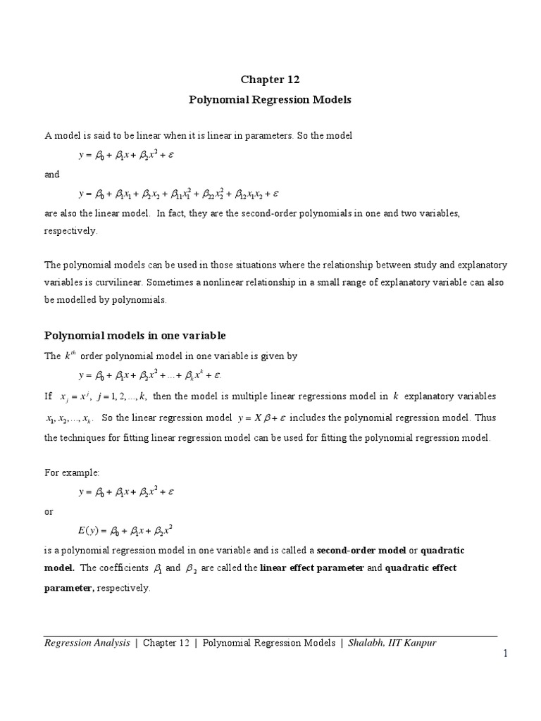 Chapter12 Regression PolynomialRegression | PDF | Regression Analysis | Spline (Mathematics)