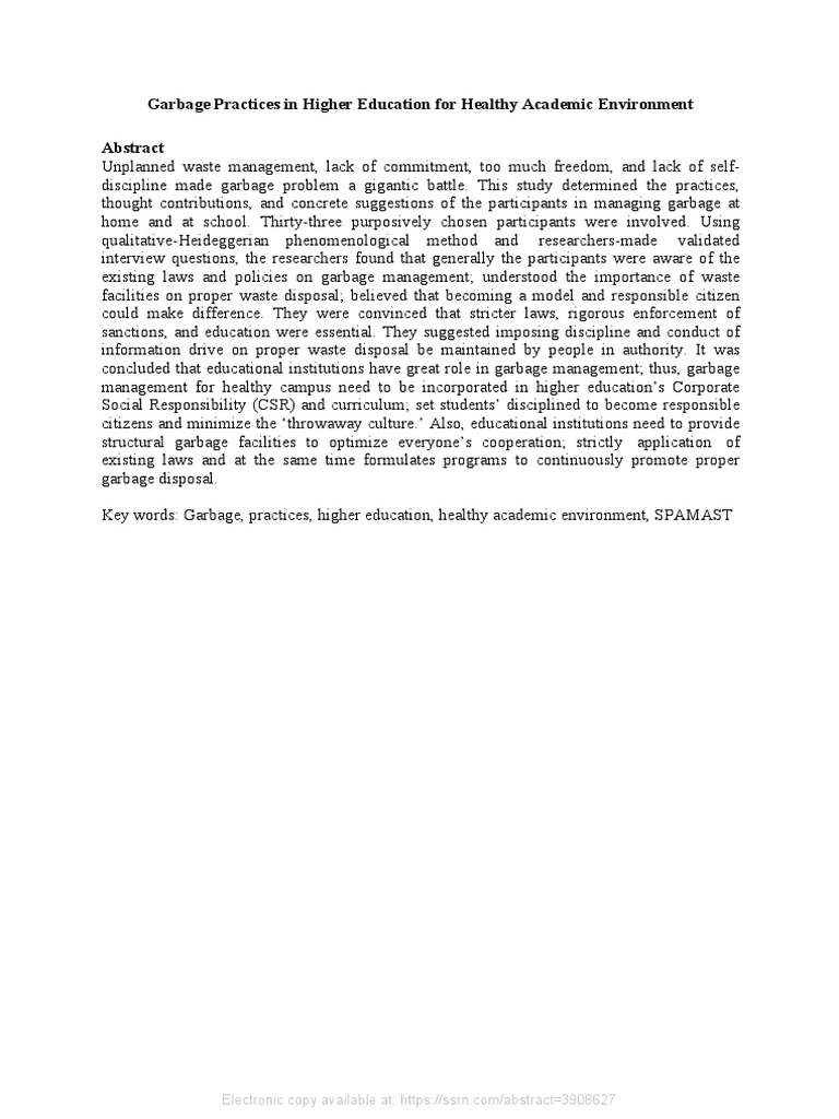 Garbage Management in Higher Education | PDF | Waste Management | Waste