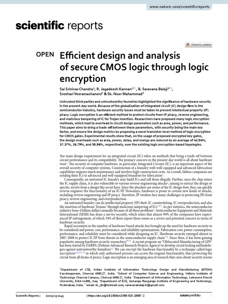 Efficient Design and Analysis of Secure CMOS Logic Through Logic ...