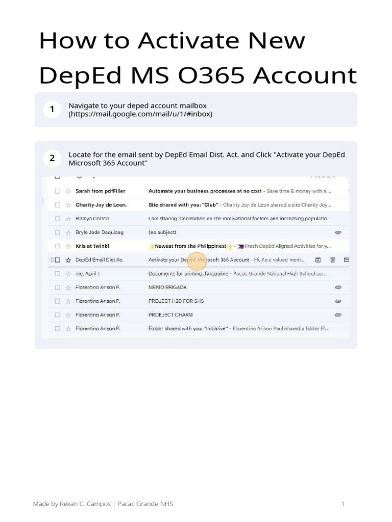 2 - How To Activate New DepEd MS O365 Account | PDF | Authentication ...
