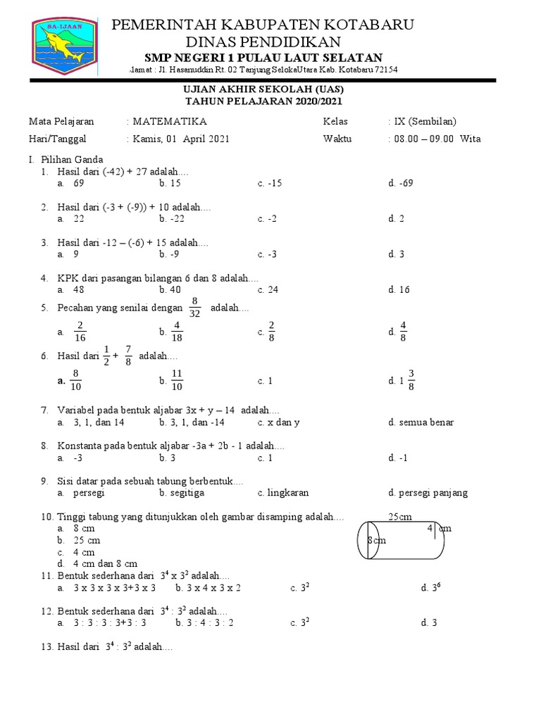 Soal Ulangan MTK Kelas 9 Materi Transformasi | PDF