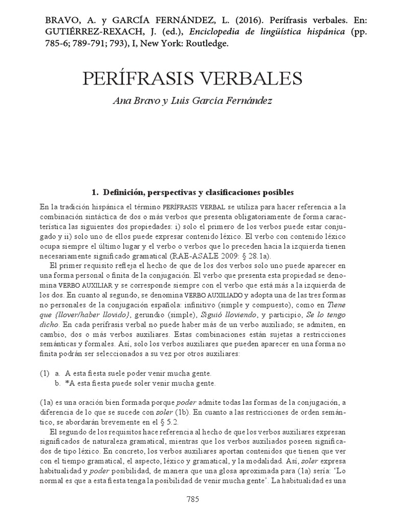 Perifrasis | PDF | Verbo | Morfología Lingüística