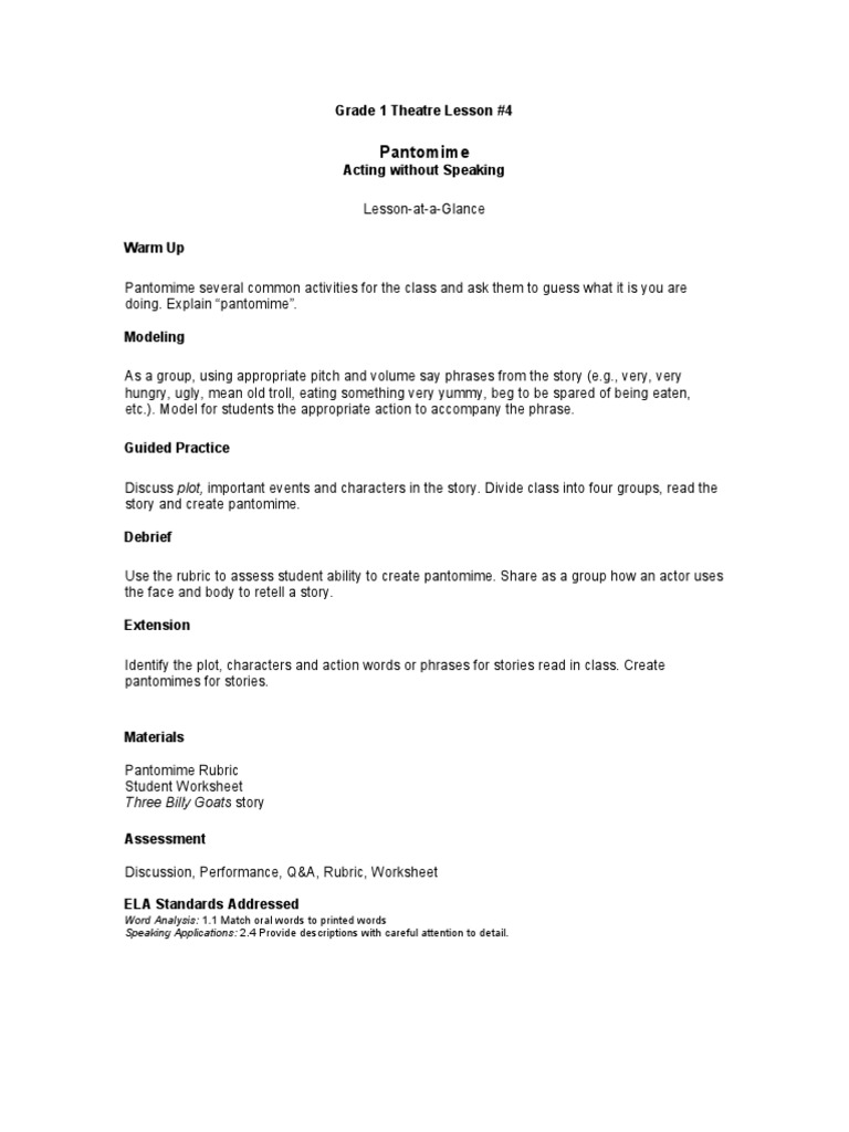 Three Billy Goats Pantomime | PDF | Rubric (Academic) | Theatre