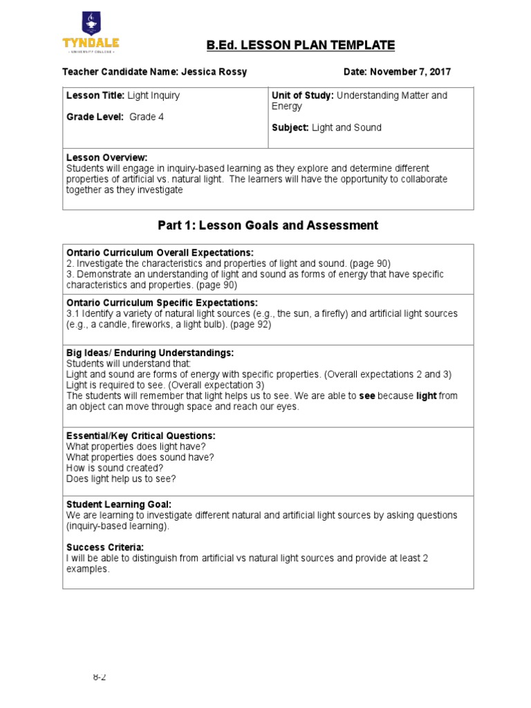 Jessica Rossy Science Lesson Plan Revised | PDF | Differentiated ...