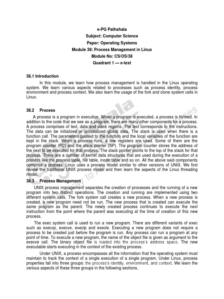 Process Managment In Linux Pdf Process Computing Computer File