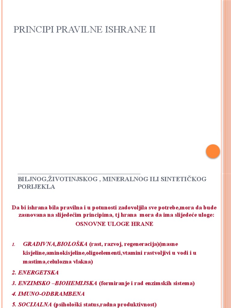 Principi Pravilne Ishrane | PDF