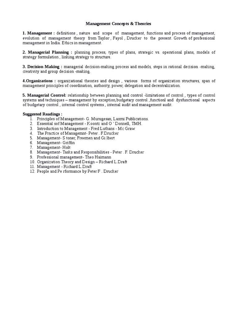 Management Concepts and Theories | PDF