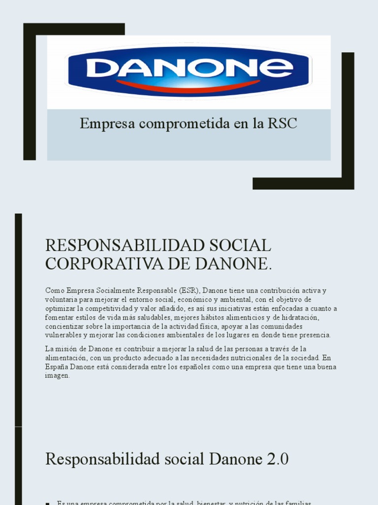 RSC de Danone: Compromiso y Sostenibilidad | PDF | Responsabilidad ...