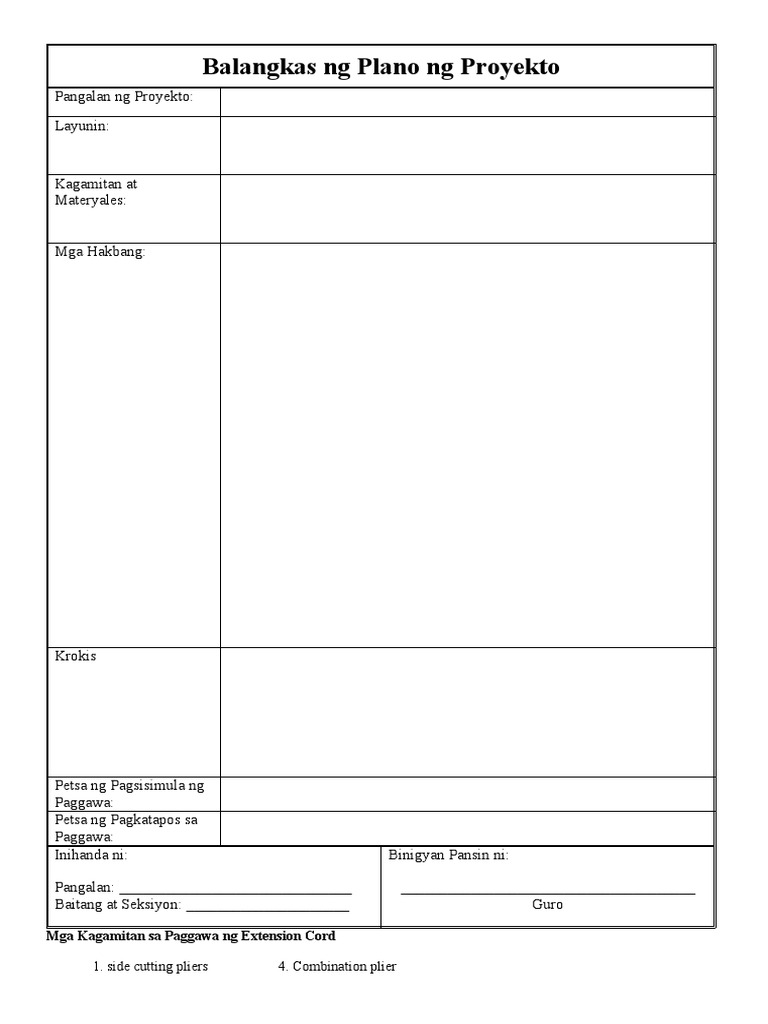 Balangkas NG Plano NG Proyekto | PDF