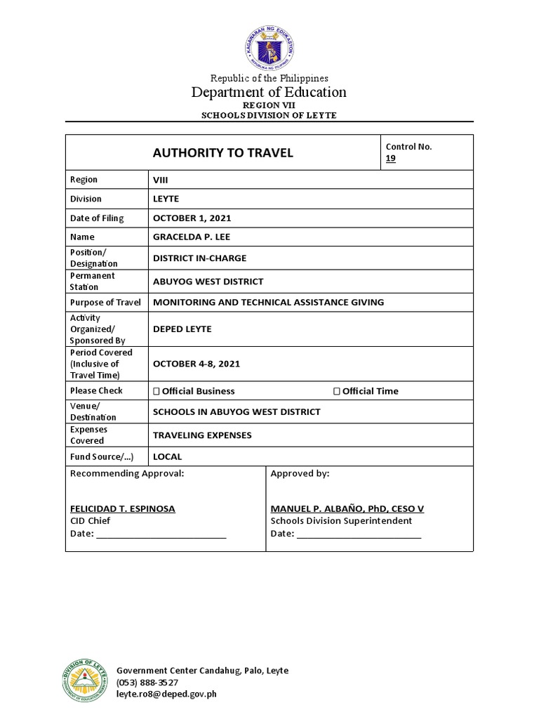 Travel Order | PDF | Public Administration | Public Law