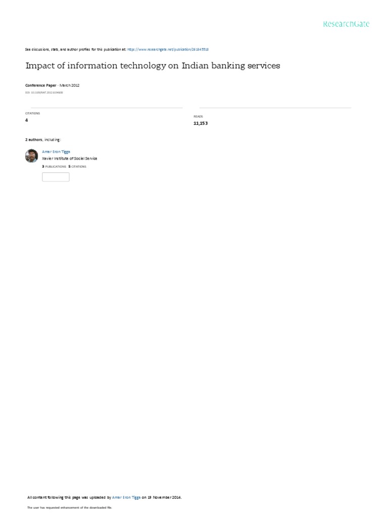 Impact of Internet Banking System and Technology On Indian Banks | PDF | Banks | Online Banking