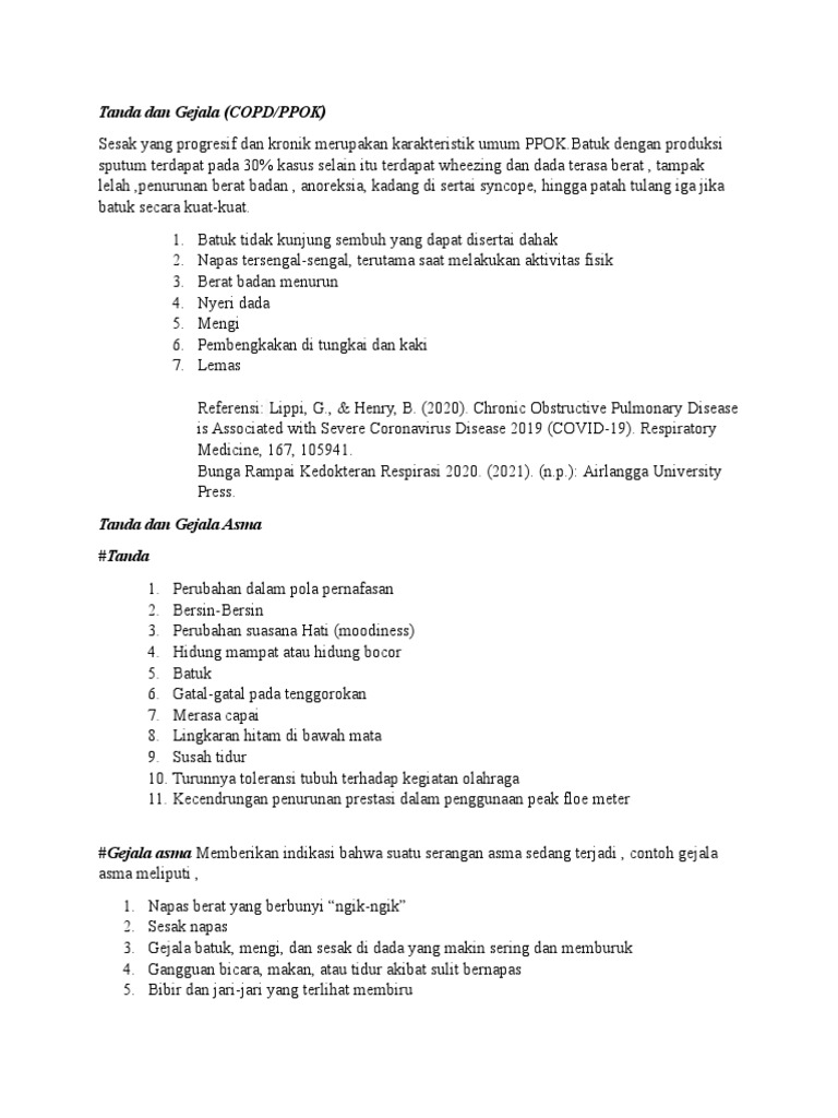 Tanda Dan Gejala Konsep Map Ppok-Copd&asma | PDF