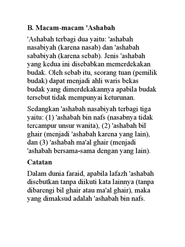 Macam-Macam 'Ashabah | PDF