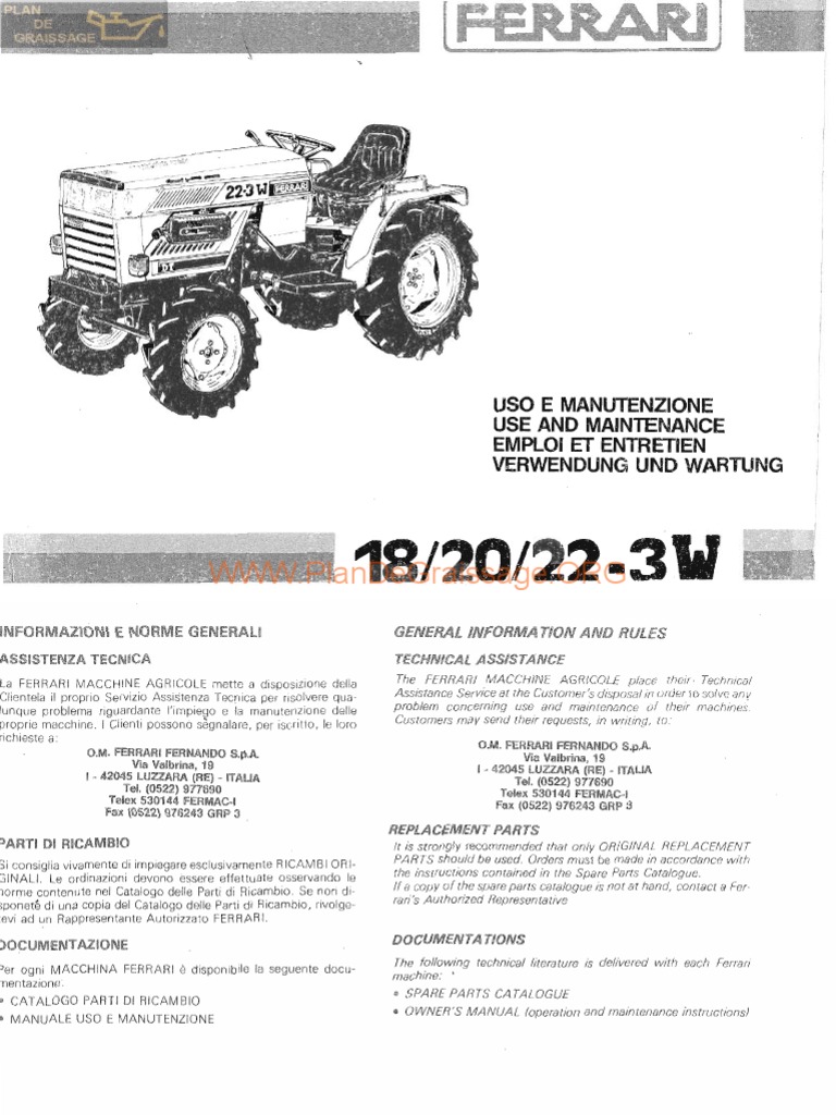Trattore Ferrari 22 3 W | PDF