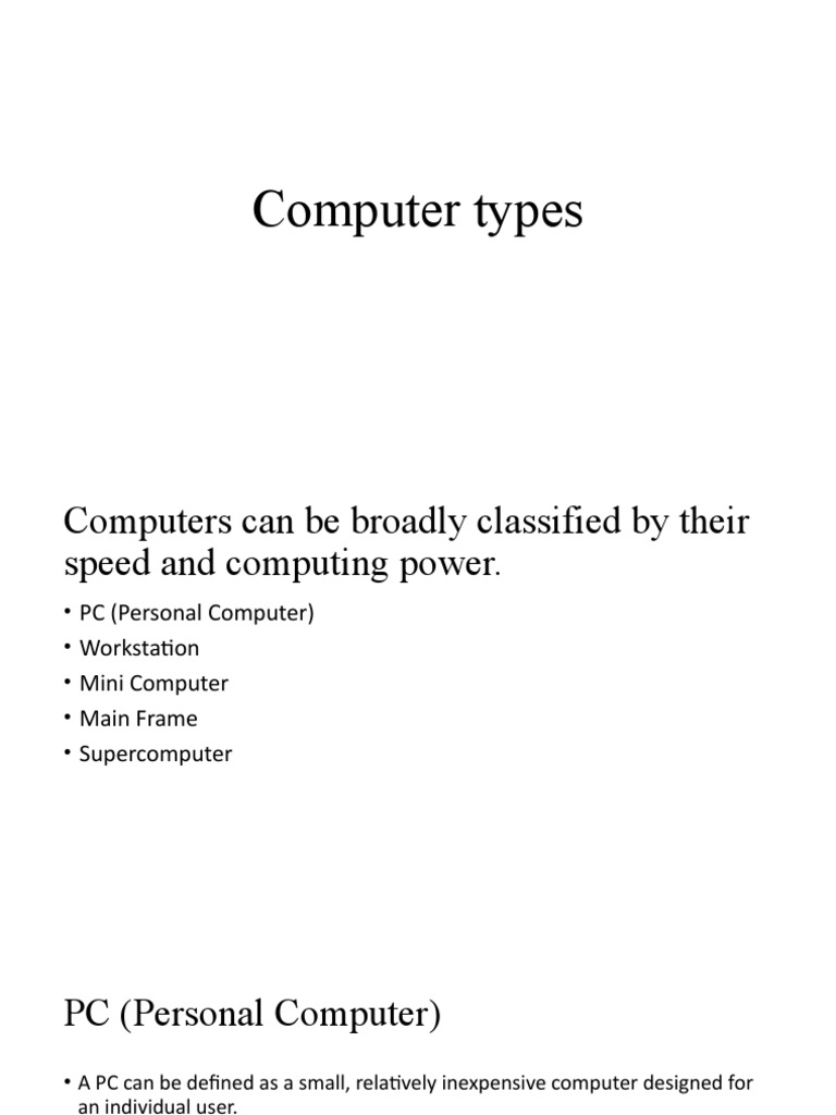 Types of Computers: PCs, Workstations, Mainframes & Supercomputers ...