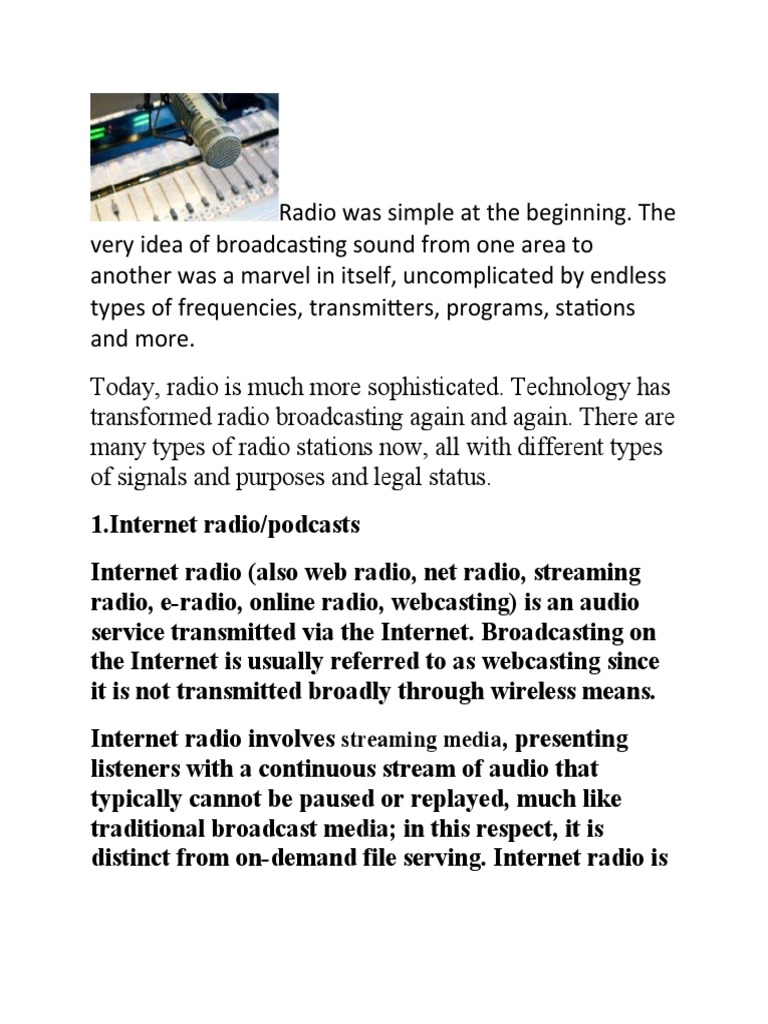 Different Types of Radio Station Topic 5 | PDF | Radio | Mass Media